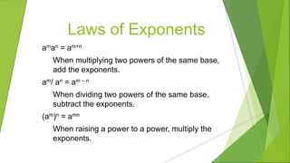 Exponents and Radicals (Class 8th) | PPTX