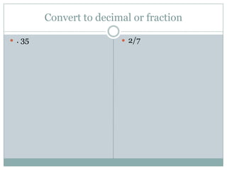 Exponents, factors, and fractions math 7 chapter 2 review | PPT