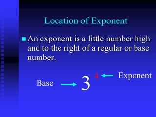 Exponents Intro with Practice and Meaning of each | PPT