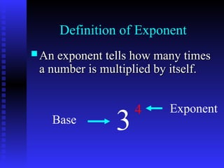 Exponents Intro with Practice math subject .ppt | Physics | Science