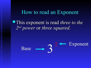 Exponents Intro with Practice math subject .ppt | Physics | Science