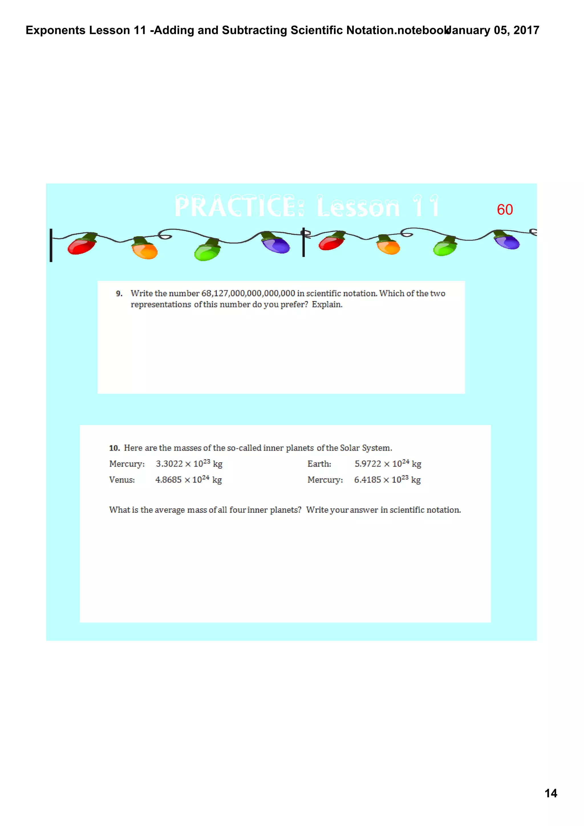 Exponents lesson 11 adding and subtracting scientific notation | PDF