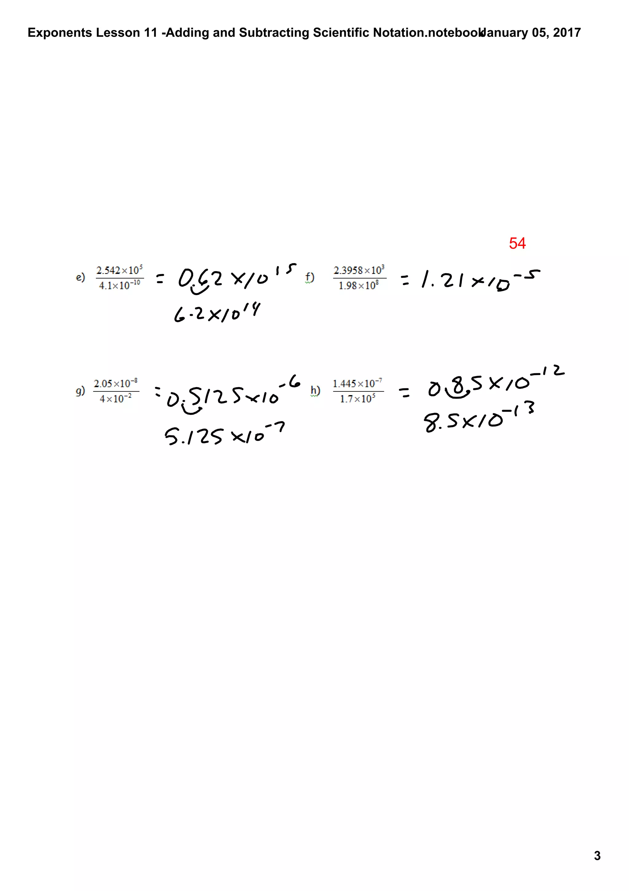 Exponents lesson 11 adding and subtracting scientific notation | PDF