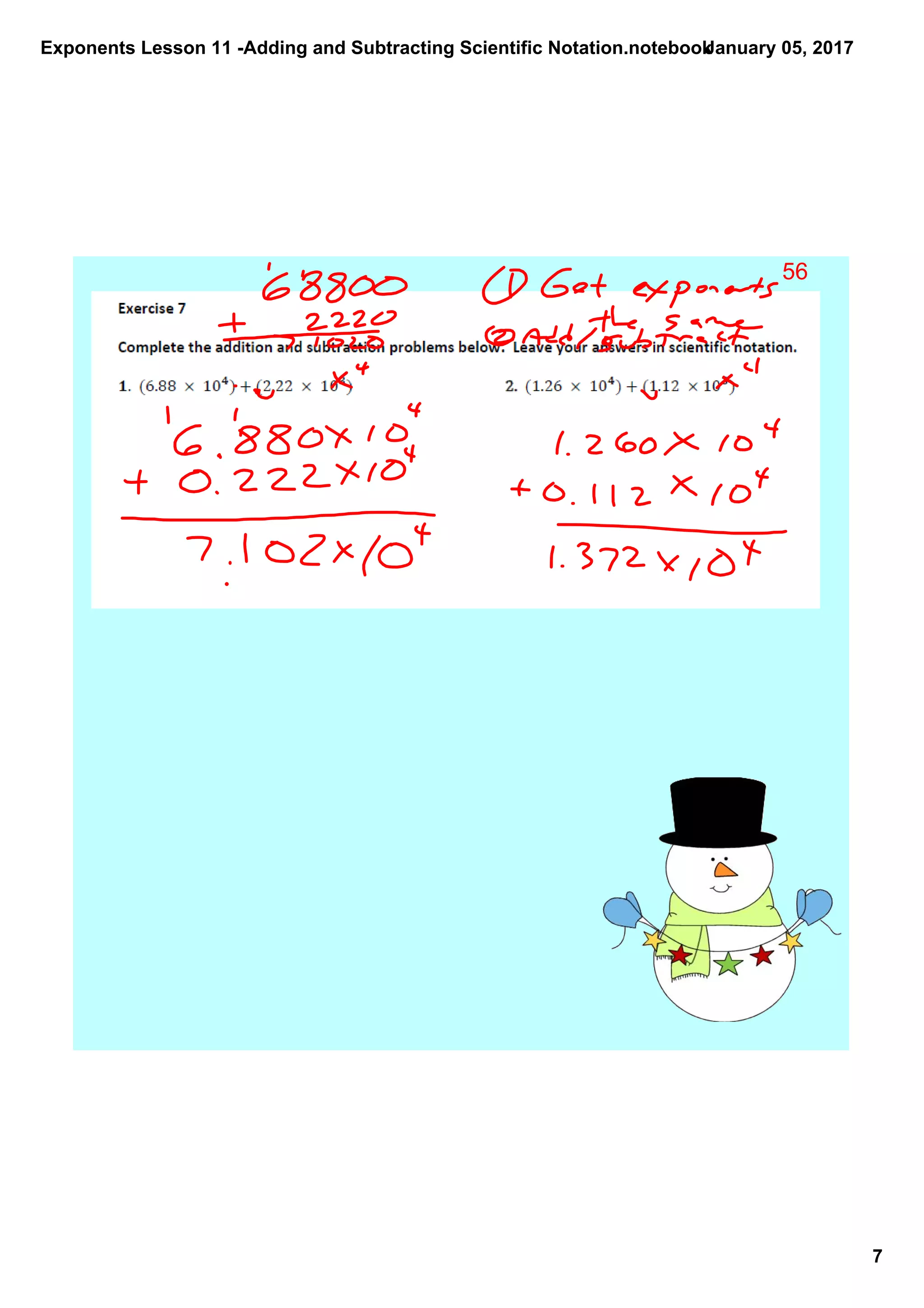 Exponents lesson 11 adding and subtracting scientific notation | PDF