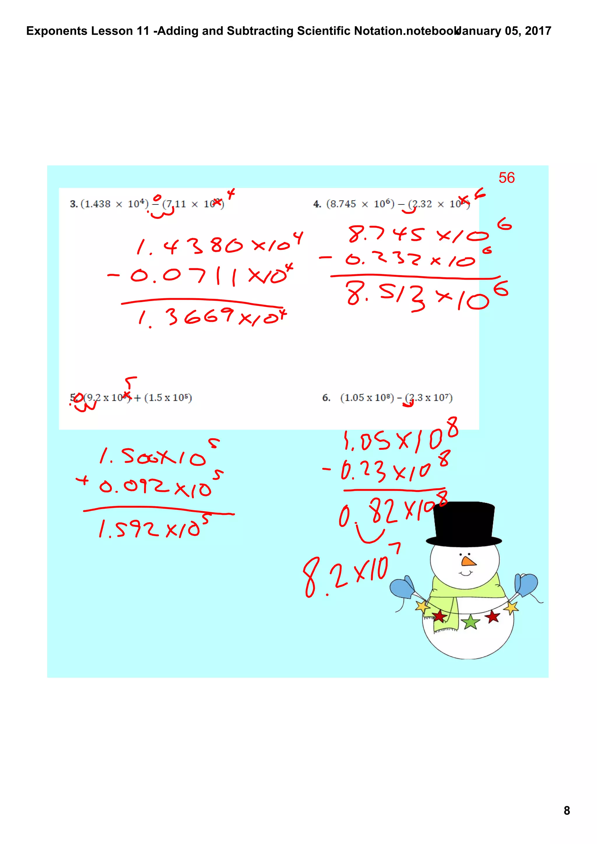 Exponents lesson 11 adding and subtracting scientific notation | PDF
