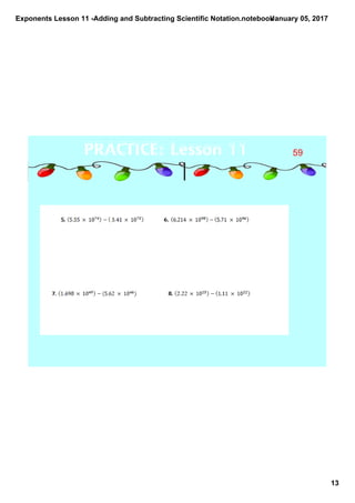 Exponents lesson 11 adding and subtracting scientific notation | PDF