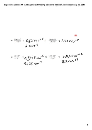 Exponents lesson 11 adding and subtracting scientific notation | PDF