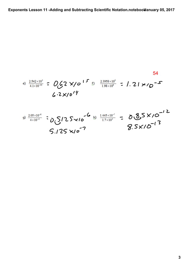 Exponents lesson 11 adding and subtracting scientific notation | PDF | Science