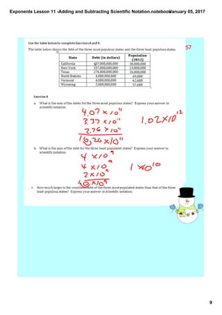 Exponents lesson 11 adding and subtracting scientific notation | PDF