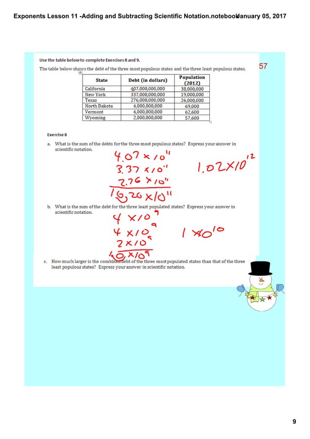 Exponents Lesson 11 Adding And Subtracting Scientific Notation Pdf Science
