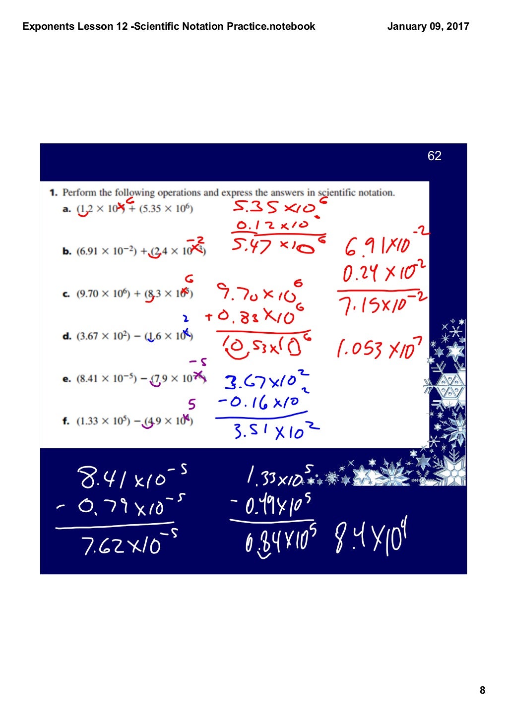 Exponents lesson 12 scientific notation practice