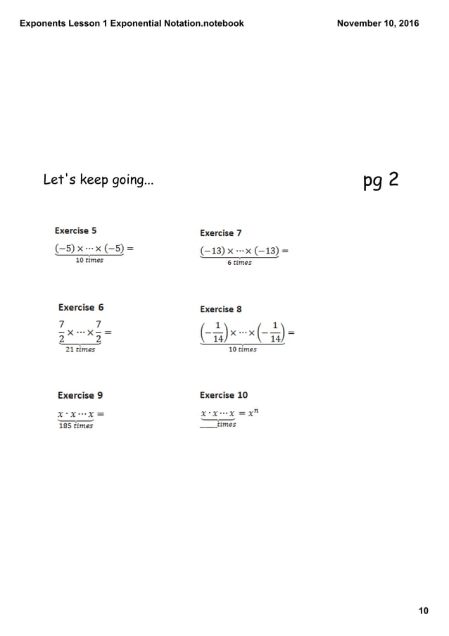 Exponents lesson 1 exponential notation | PDF