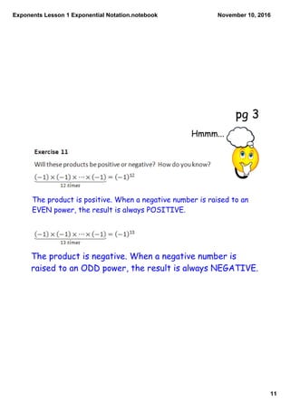 Exponents lesson 1 exponential notation | PDF