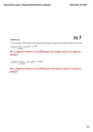 Exponents lesson 1 exponential notation | PDF