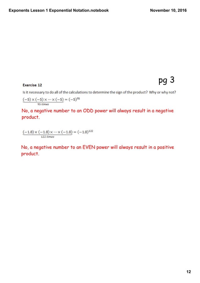 Exponents lesson 1 exponential notation | PDF