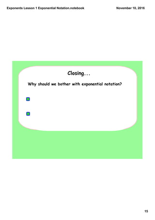 Exponents lesson 1 exponential notation | PDF