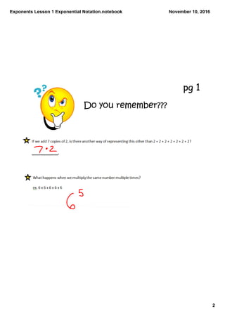 Exponents lesson 1 exponential notation | PDF