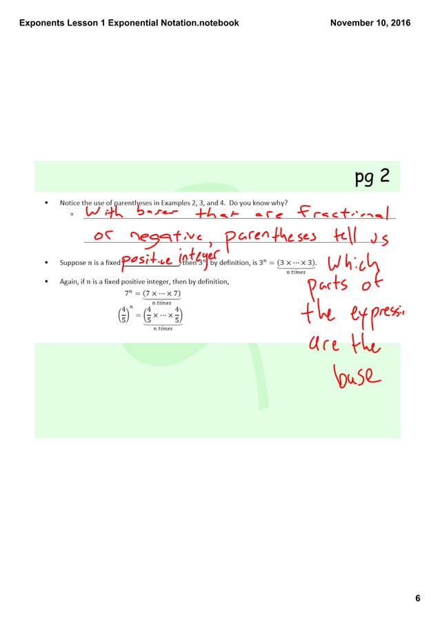 Exponents lesson 1 exponential notation | PDF