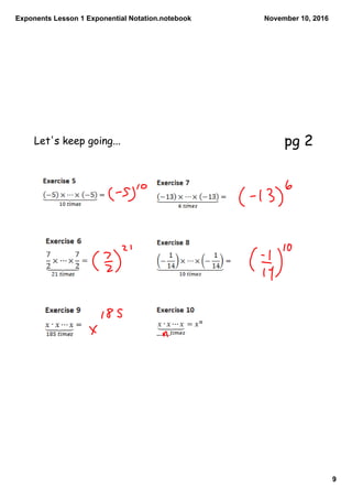 Exponents lesson 1 exponential notation | PDF