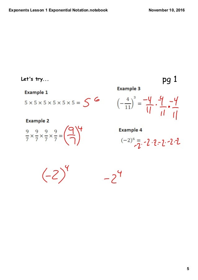 Exponents Lesson 1 Exponential Notation
