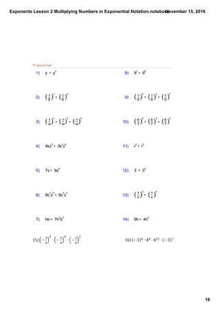 Exponents lesson 2 multiplying numbers in exponential notation | PDF ...