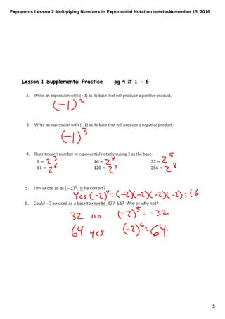 Exponents lesson 2 multiplying numbers in exponential notation | PDF ...