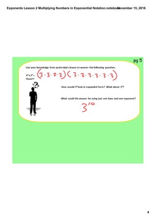 Exponents lesson 2 multiplying numbers in exponential notation | PDF ...
