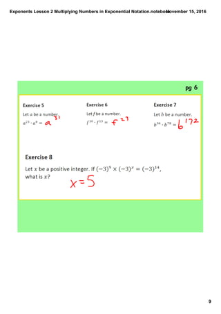 Exponents lesson 2 multiplying numbers in exponential notation | PDF ...