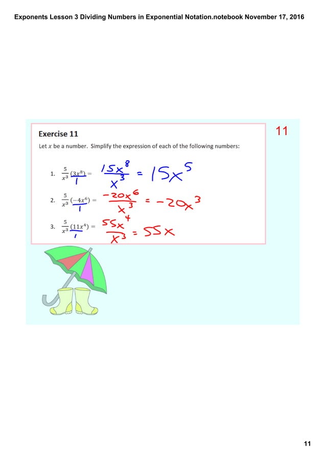 Exponents lesson 3 dividing numbers in exponential notation | PDF