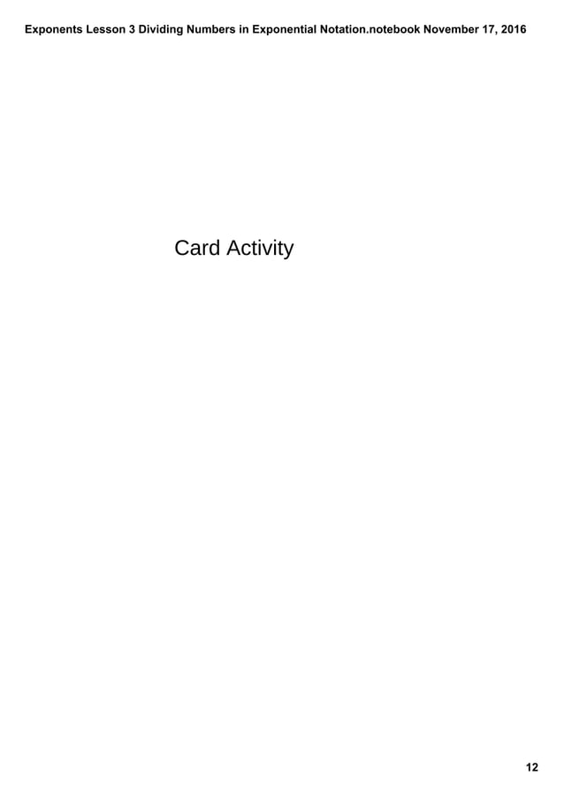 Exponents Lesson 3 Dividing Numbers In Exponential Notation Pdf