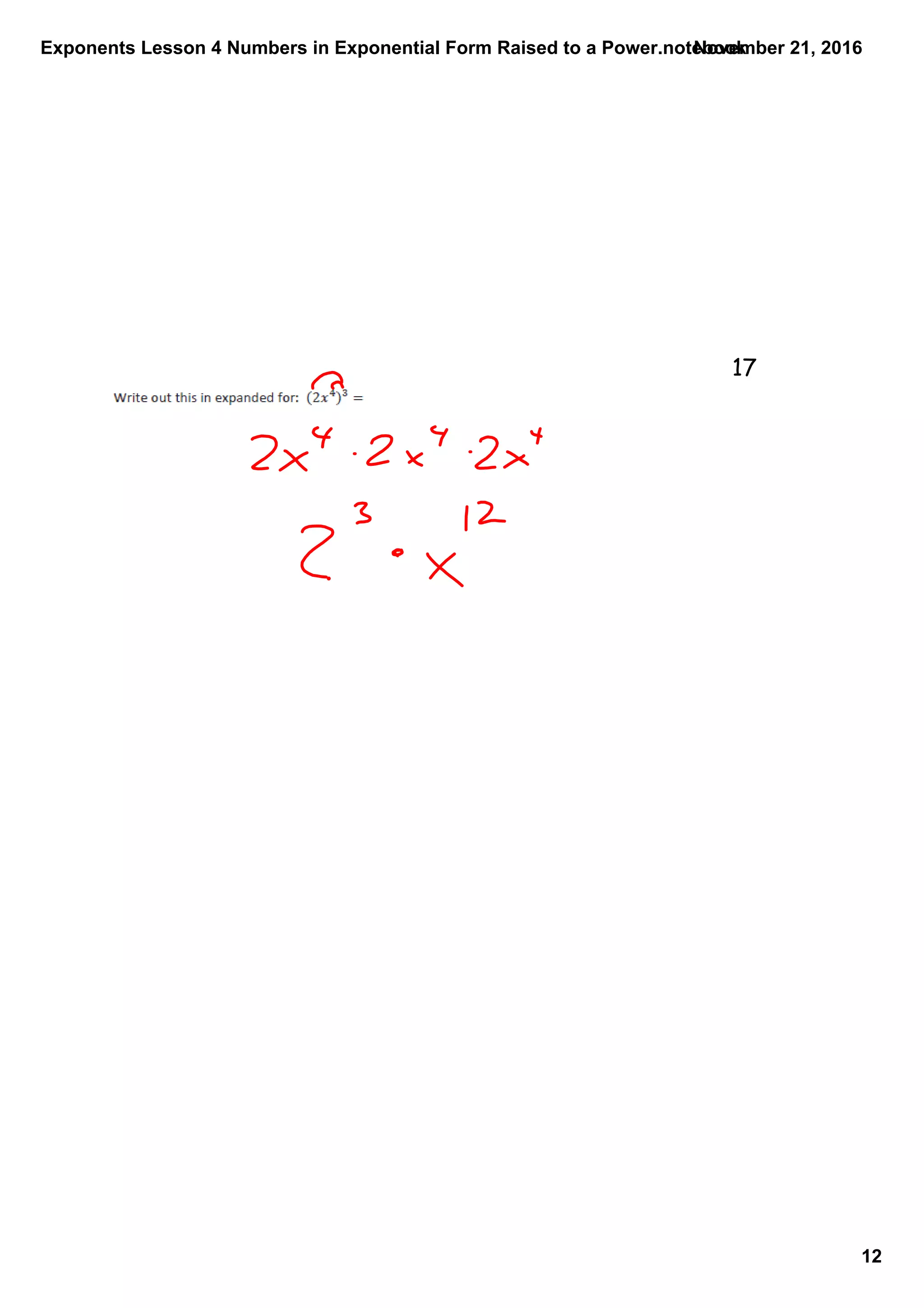 Exponents lesson 4 numbers in exponential form raised to a power | PDF