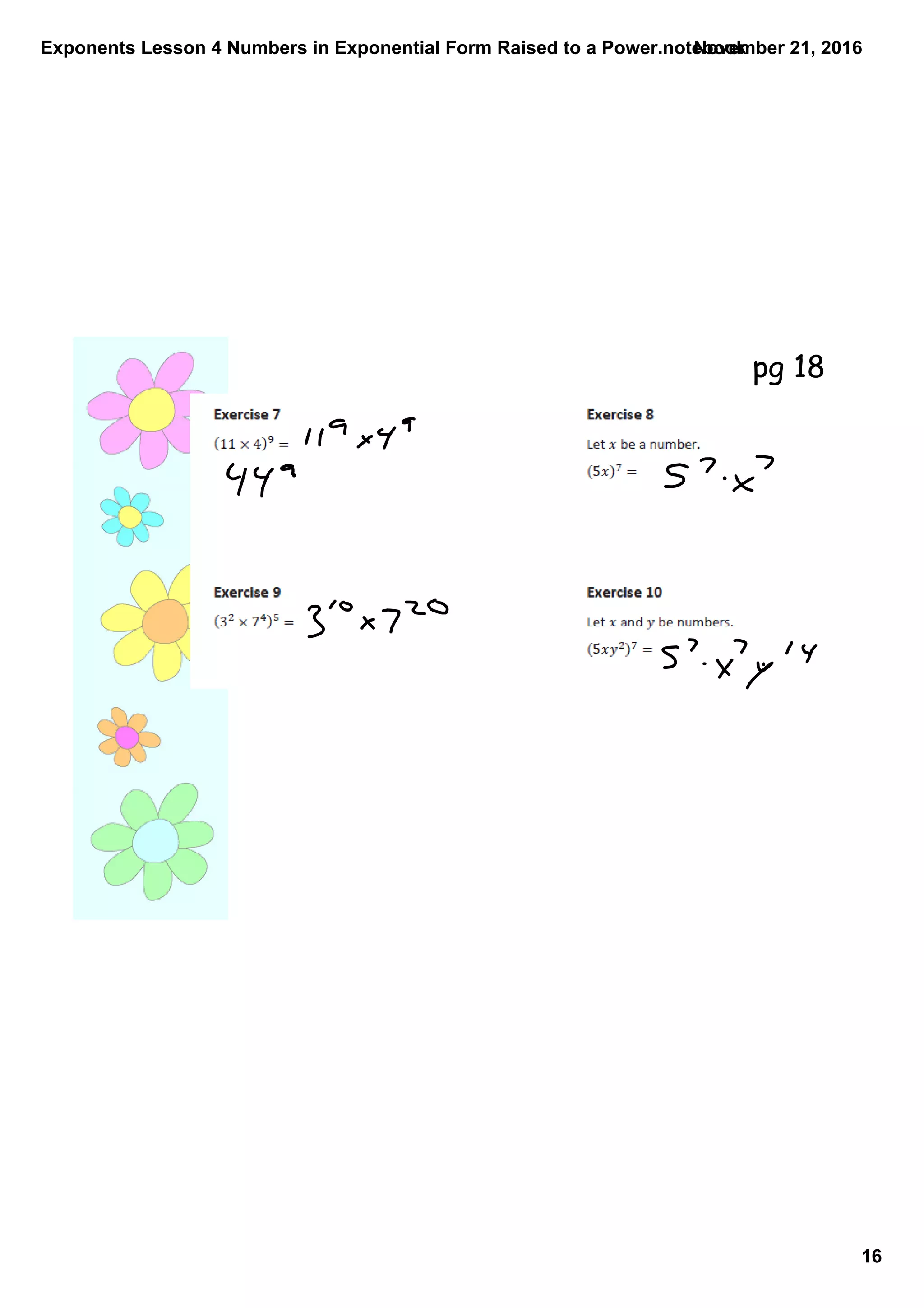 Exponents lesson 4 numbers in exponential form raised to a power | PDF