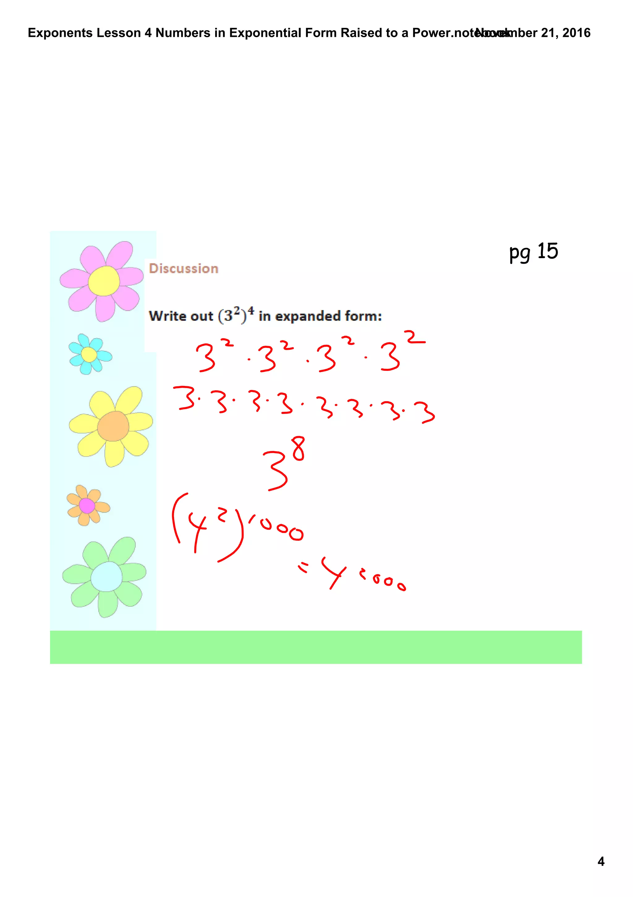 Exponents lesson 4 numbers in exponential form raised to a power | PDF