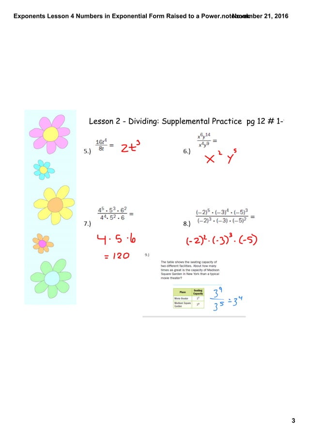 Exponents lesson 4 numbers in exponential form raised to a power | PDF