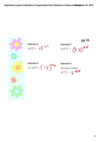 Exponents lesson 4 numbers in exponential form raised to a power | PDF