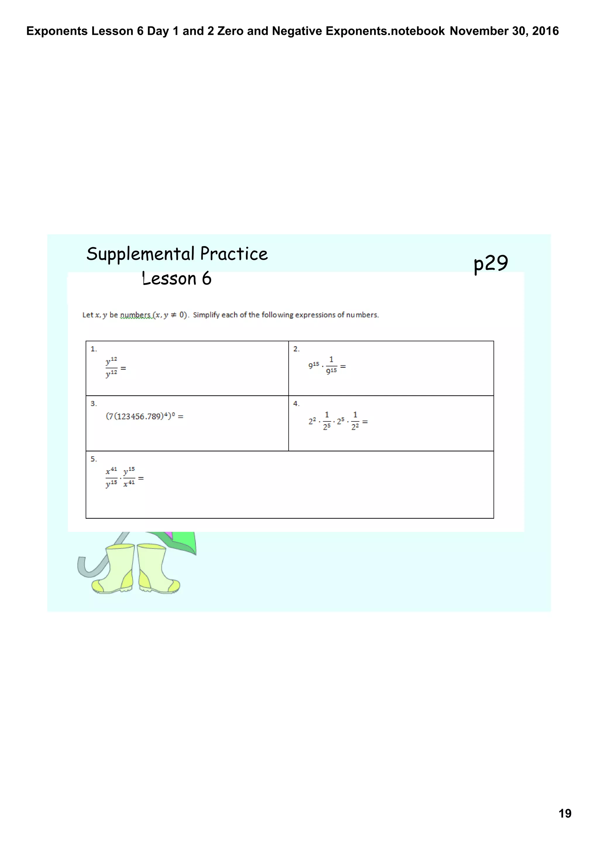 Exponents lesson 6 day 1 and 2 zero and negative exponents | PDF