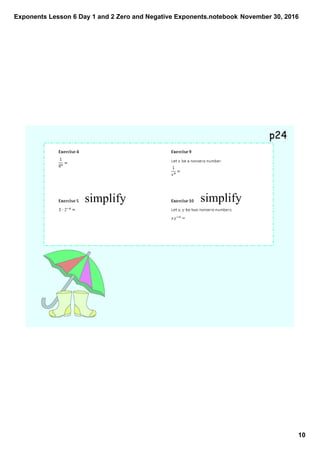 Exponents lesson 6 day 1 and 2 zero and negative exponents | PDF