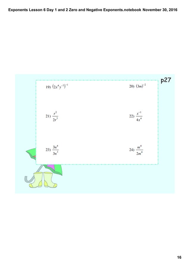 Exponents lesson 6 day 1 and 2 zero and negative exponents | PDF