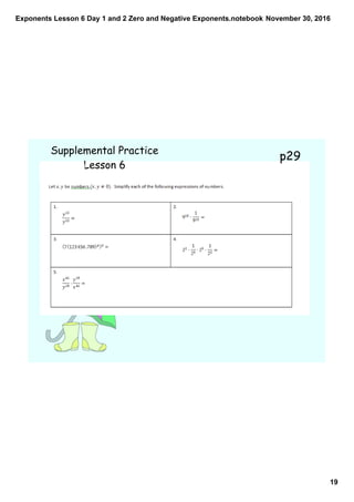 Exponents lesson 6 day 1 and 2 zero and negative exponents | PDF