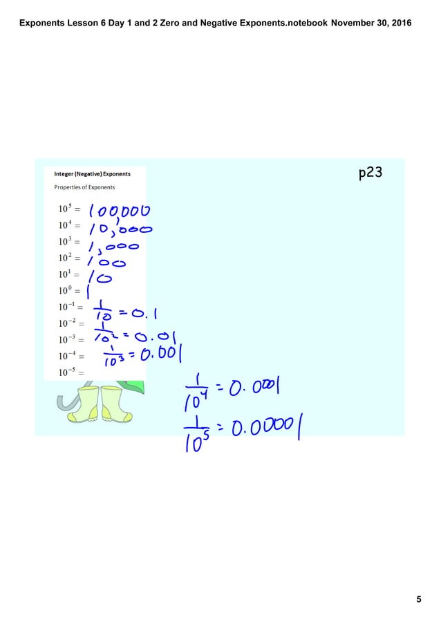 Exponents lesson 6 day 1 and 2 zero and negative exponents | PDF