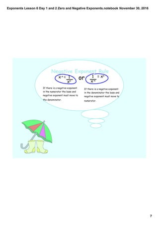 Exponents lesson 6 day 1 and 2 zero and negative exponents | PDF