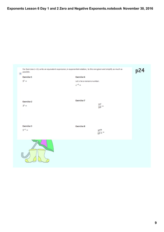 Exponents lesson 6 day 1 and 2 zero and negative exponents | PDF
