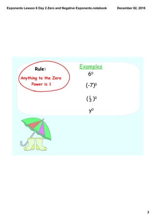 Exponents lesson 6 day 2 zero and negative exponents | PDF