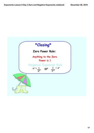 Exponents lesson 6 day 3 zero and negative exponents | PDF | Physics ...