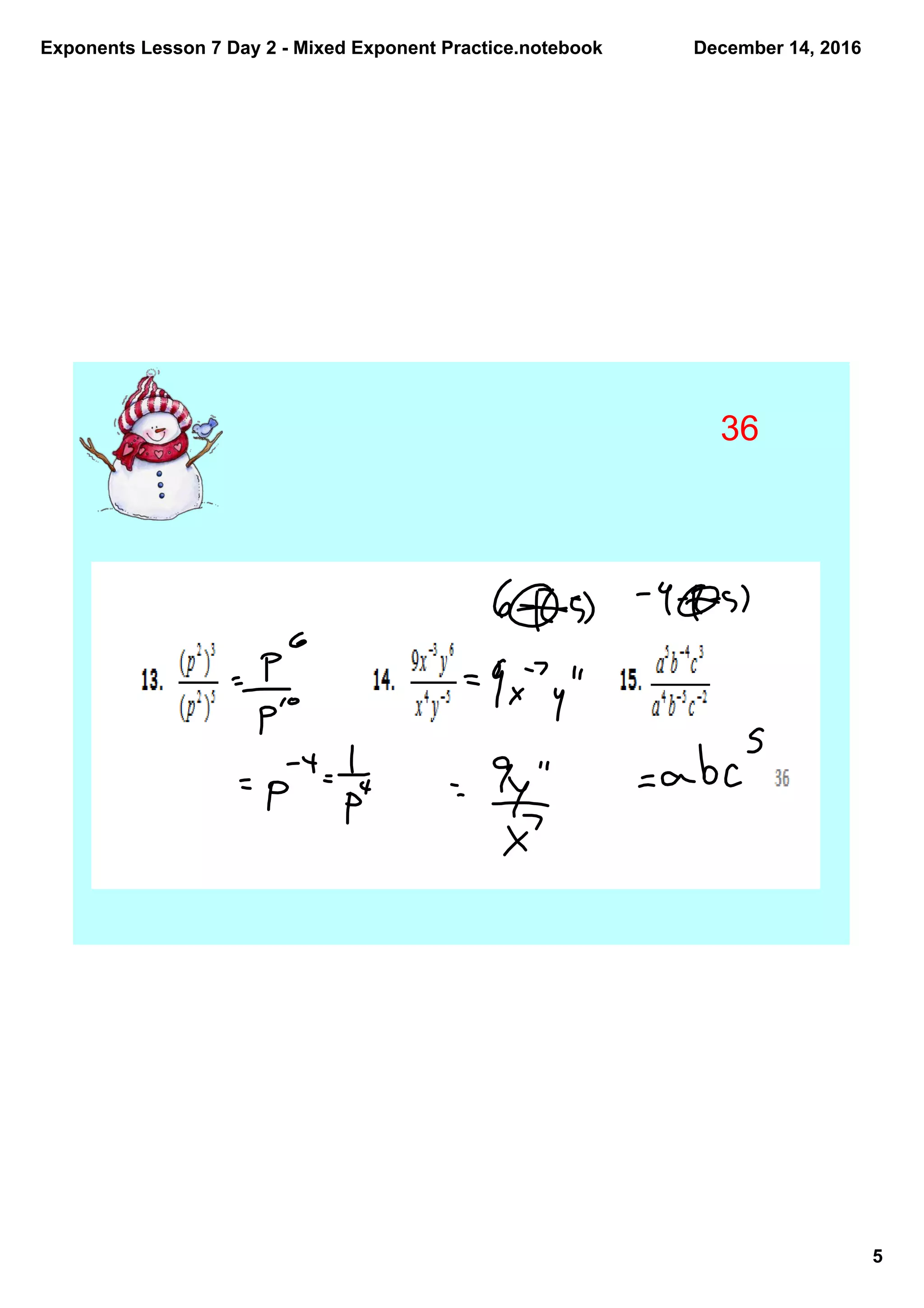 Exponents lesson 7 day 2 mixed exponent practice | PDF
