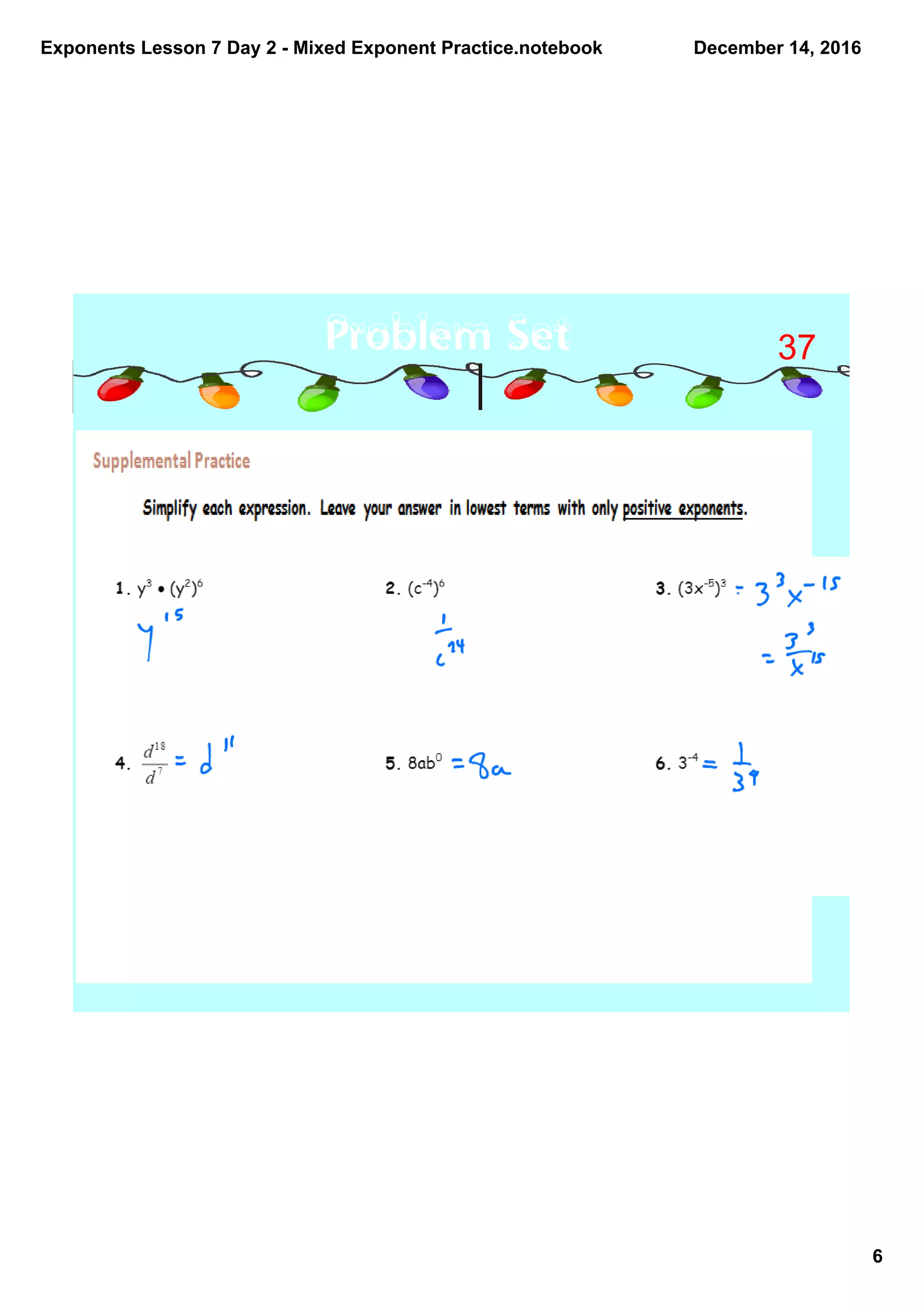 Exponents lesson 7 day 2 mixed exponent practice | PDF