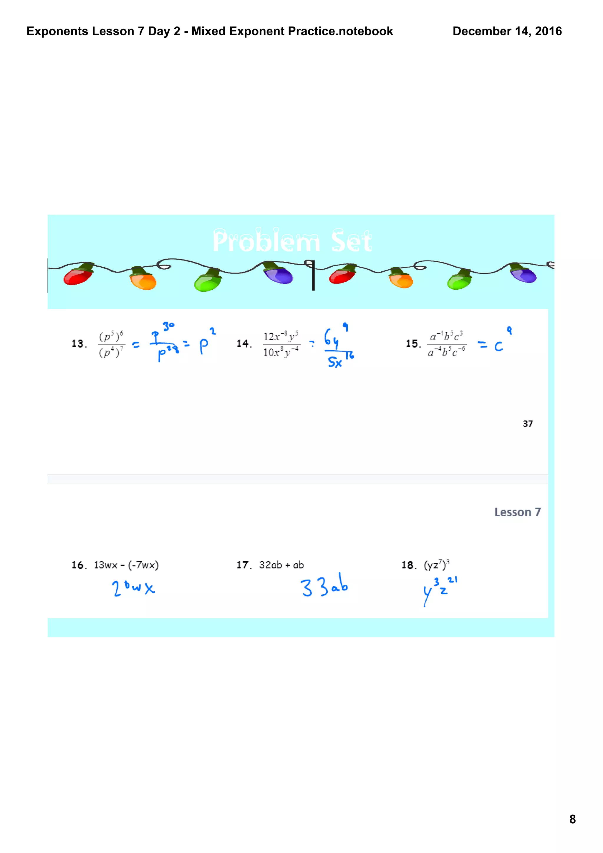 Exponents lesson 7 day 2 mixed exponent practice | PDF