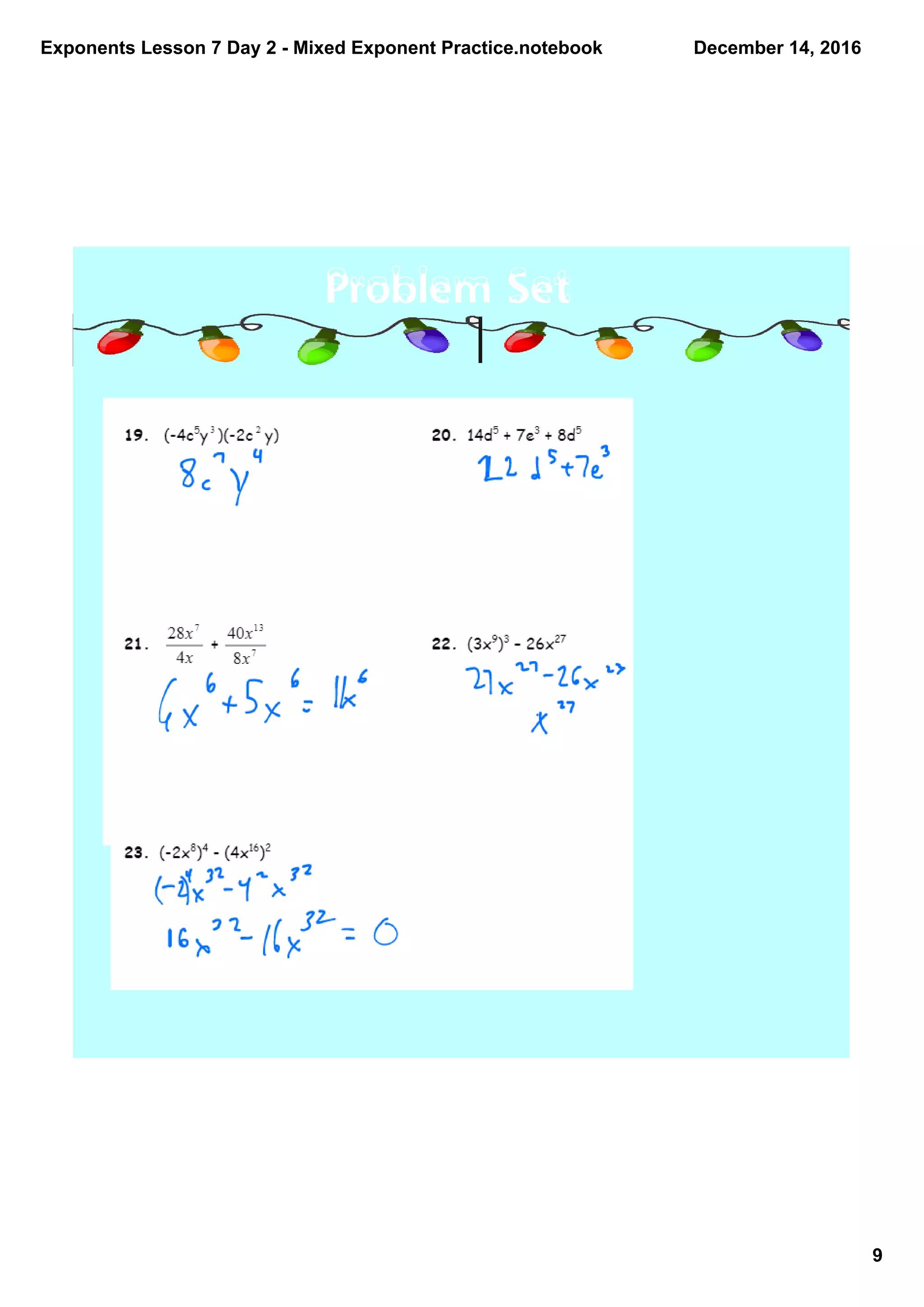 Exponents lesson 7 day 2 mixed exponent practice | PDF