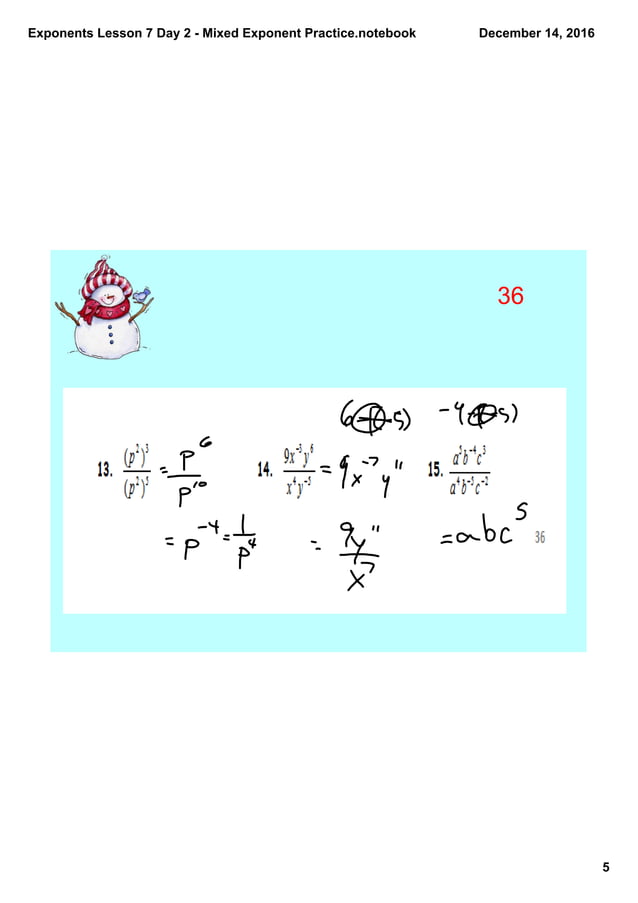 Exponents lesson 7 day 2 mixed exponent practice | PDF