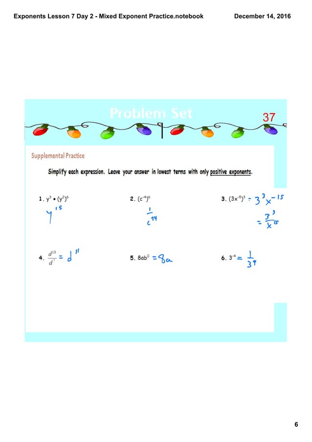 Exponents lesson 7 day 2 mixed exponent practice | PDF